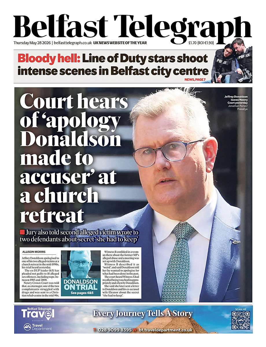 Belfast Telegraph Front Page Today - Headlines and News