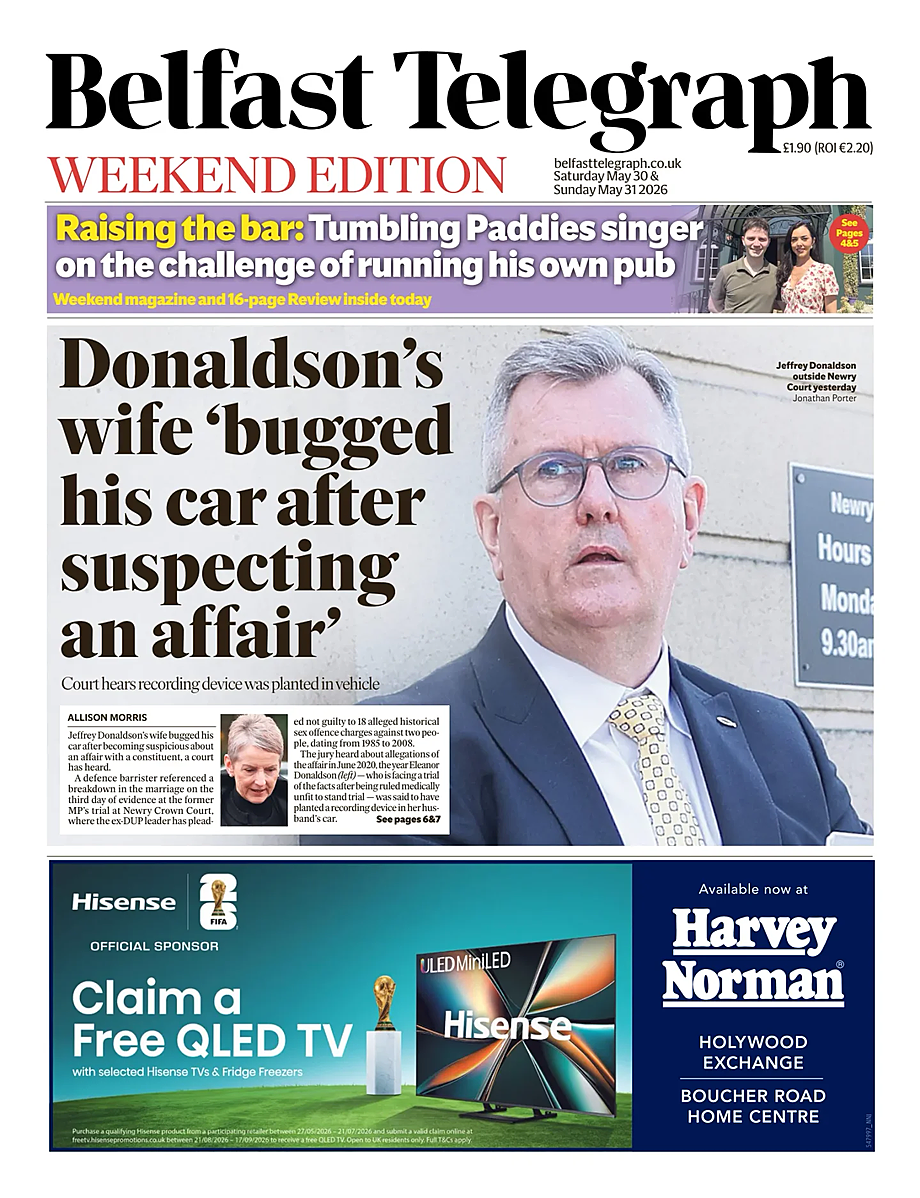 Belfast Telegraph Front Page Today - Headlines and News