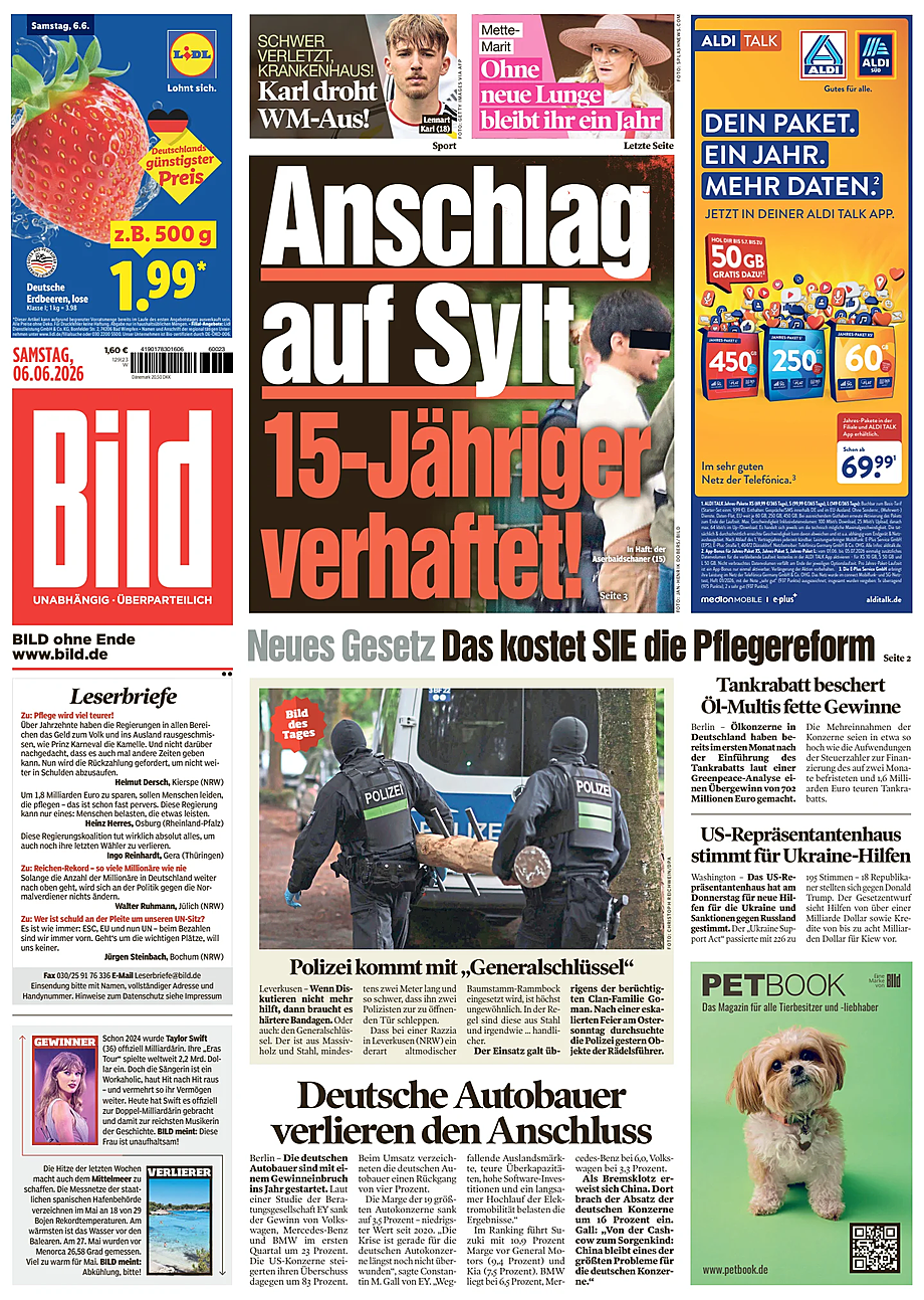 Titelseite von Bild heute - Schlagzeilen und Nachrichten