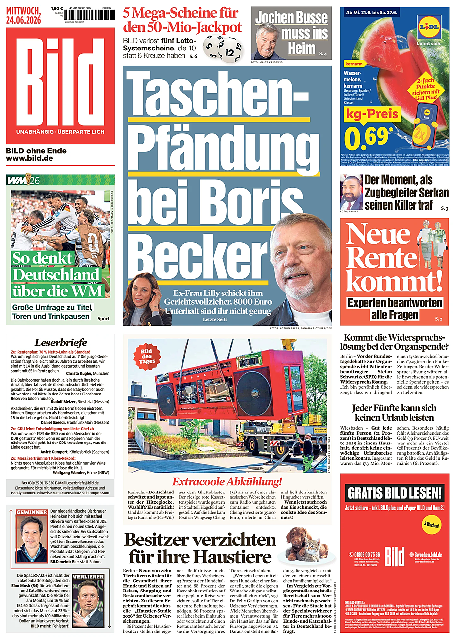 Titelseite von Bild heute - Schlagzeilen und Nachrichten