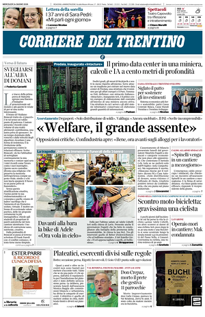 Prima Pagina Corriere di Bologna di Oggi - Titoli e Notizie