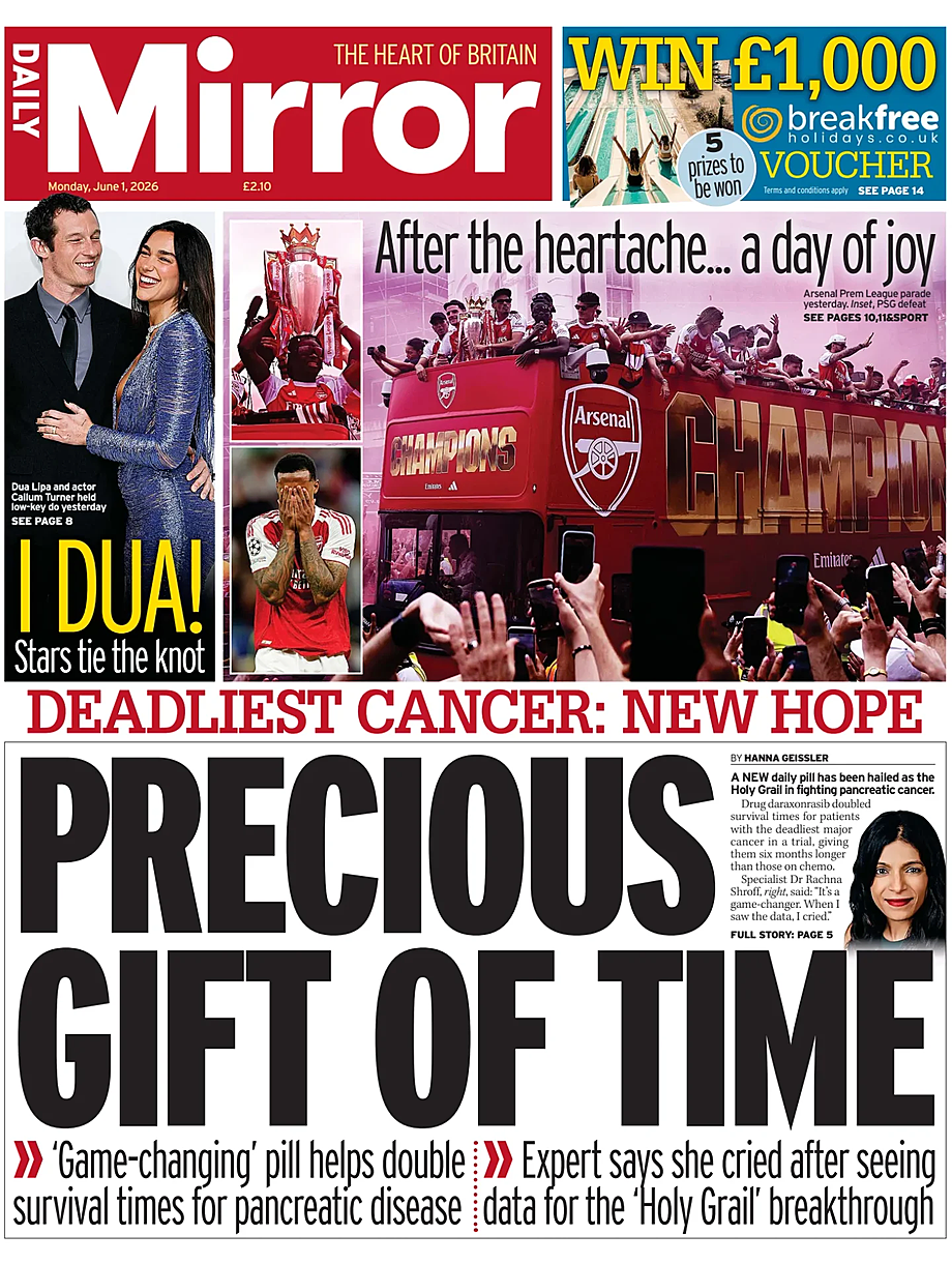Daily Mirror Front Page Today - Headlines and News