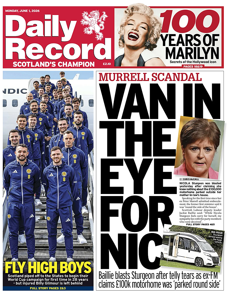 Daily Record Front Page Today - Headlines and News