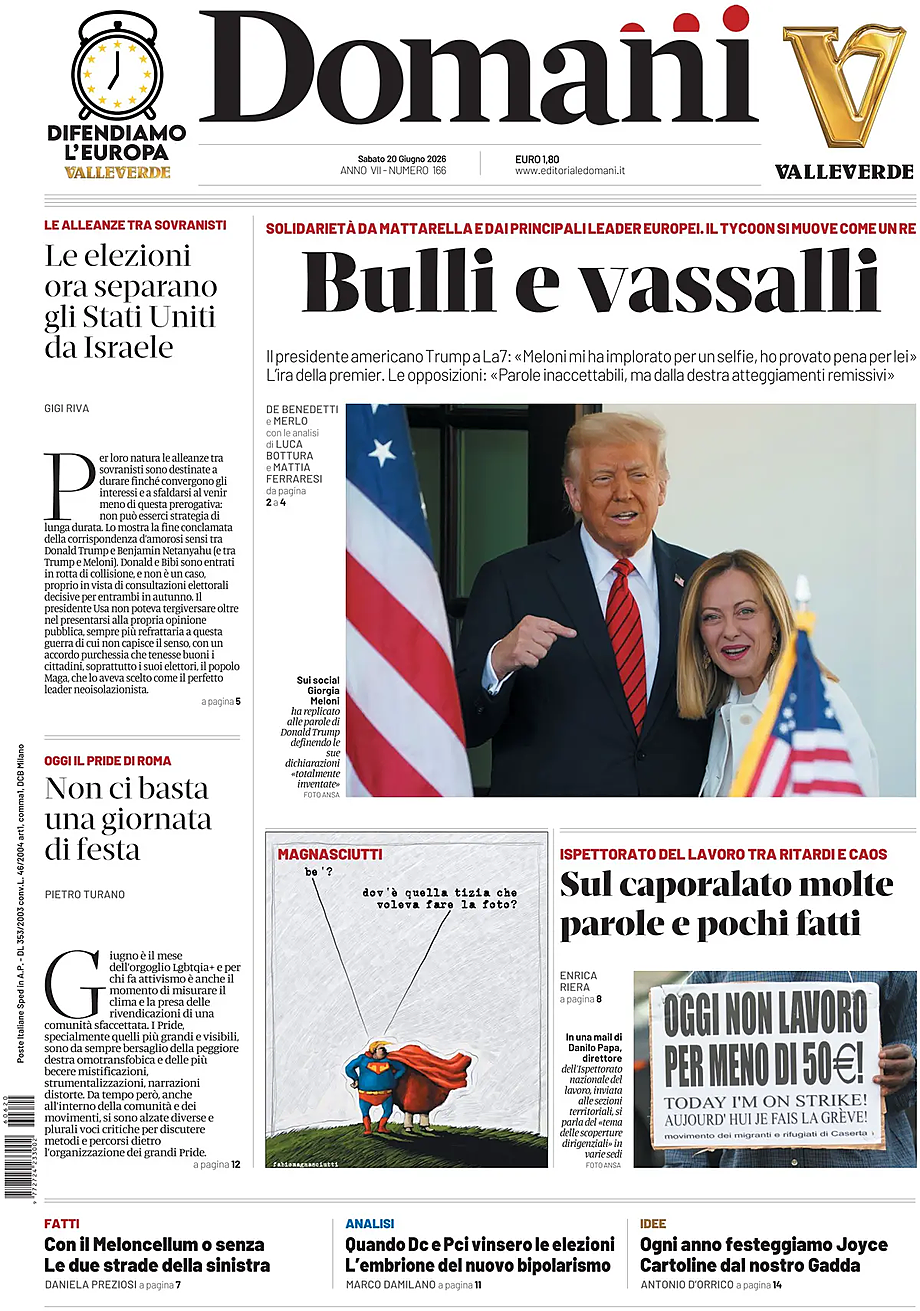 Prima Pagina Domani di Oggi - Titoli e Notizie