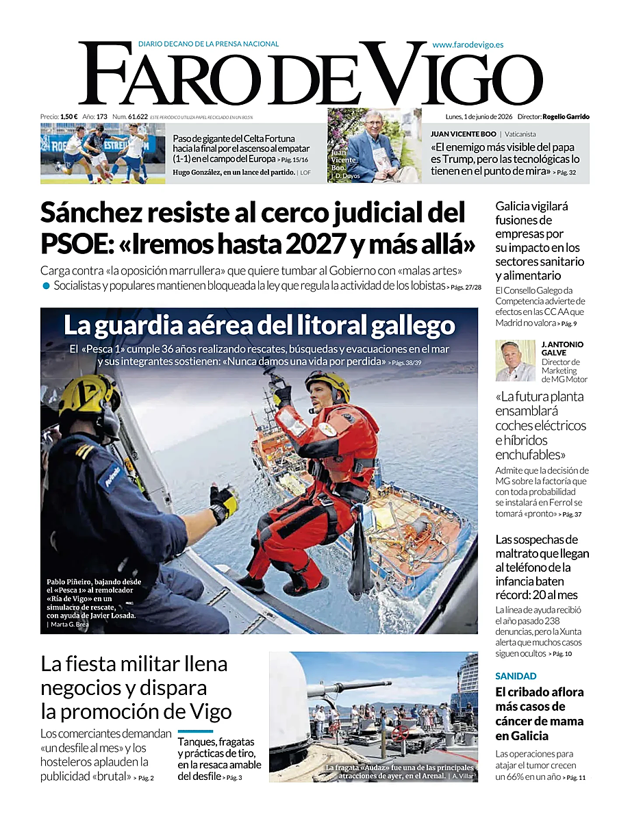 Portada Faro de Vigo de Hoy - Titulares y Noticias