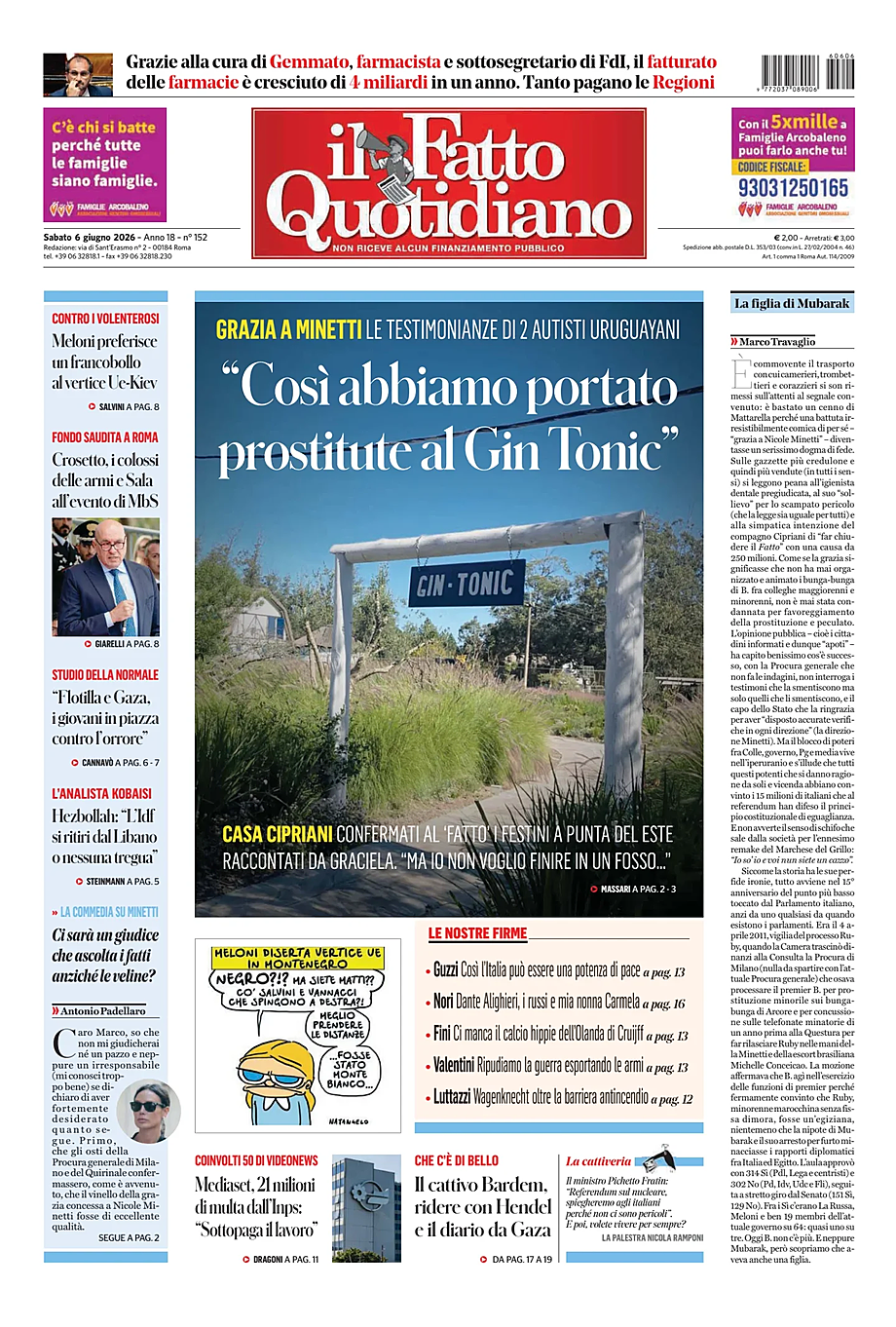 Prima Pagina Il Fatto Quotidiano di Oggi - Titoli e Notizie