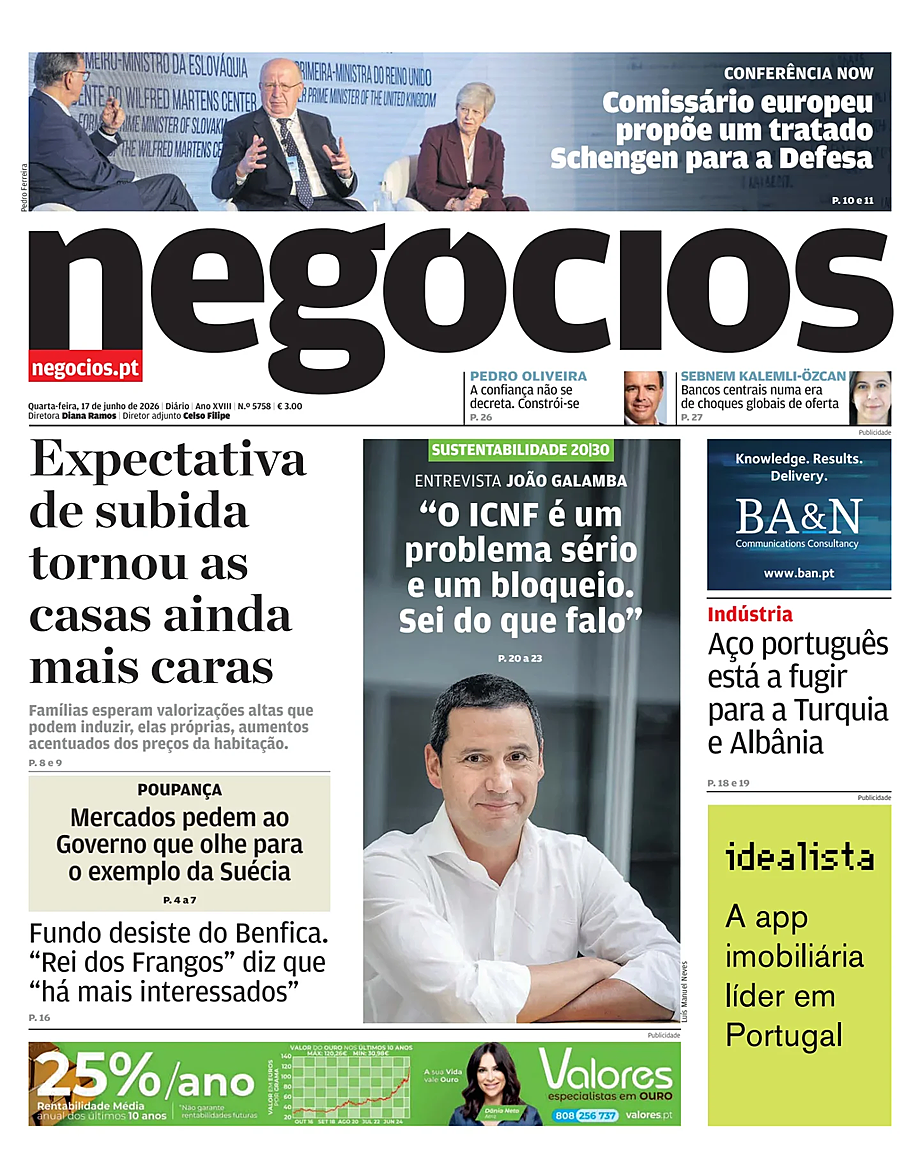 Capa de Jornal de Negócios de Hoje - Títulos e Notícias
