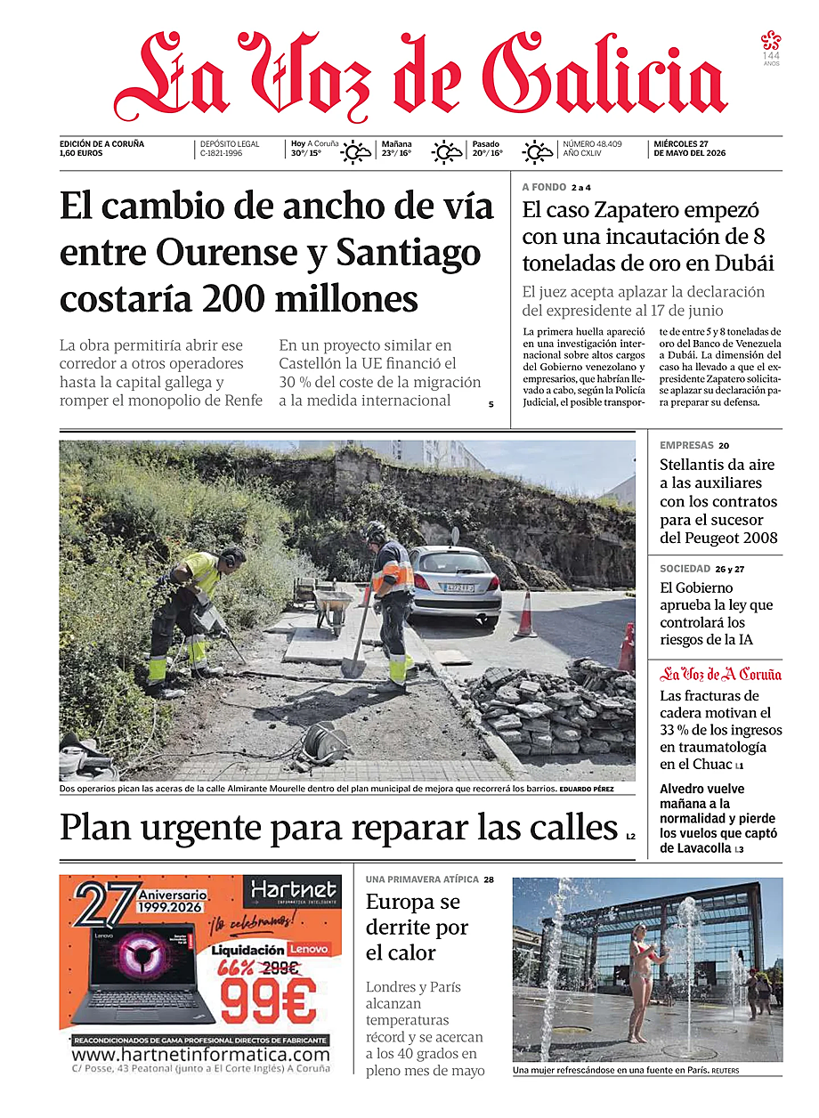 Portada La Voz de Galicia de Hoy - Titulares y Noticias