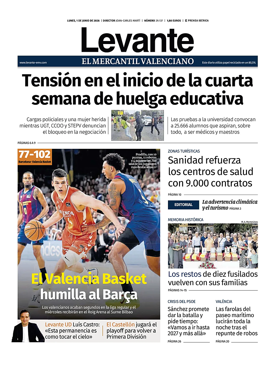 Portada Levante EMV de Hoy - Titulares y Noticias