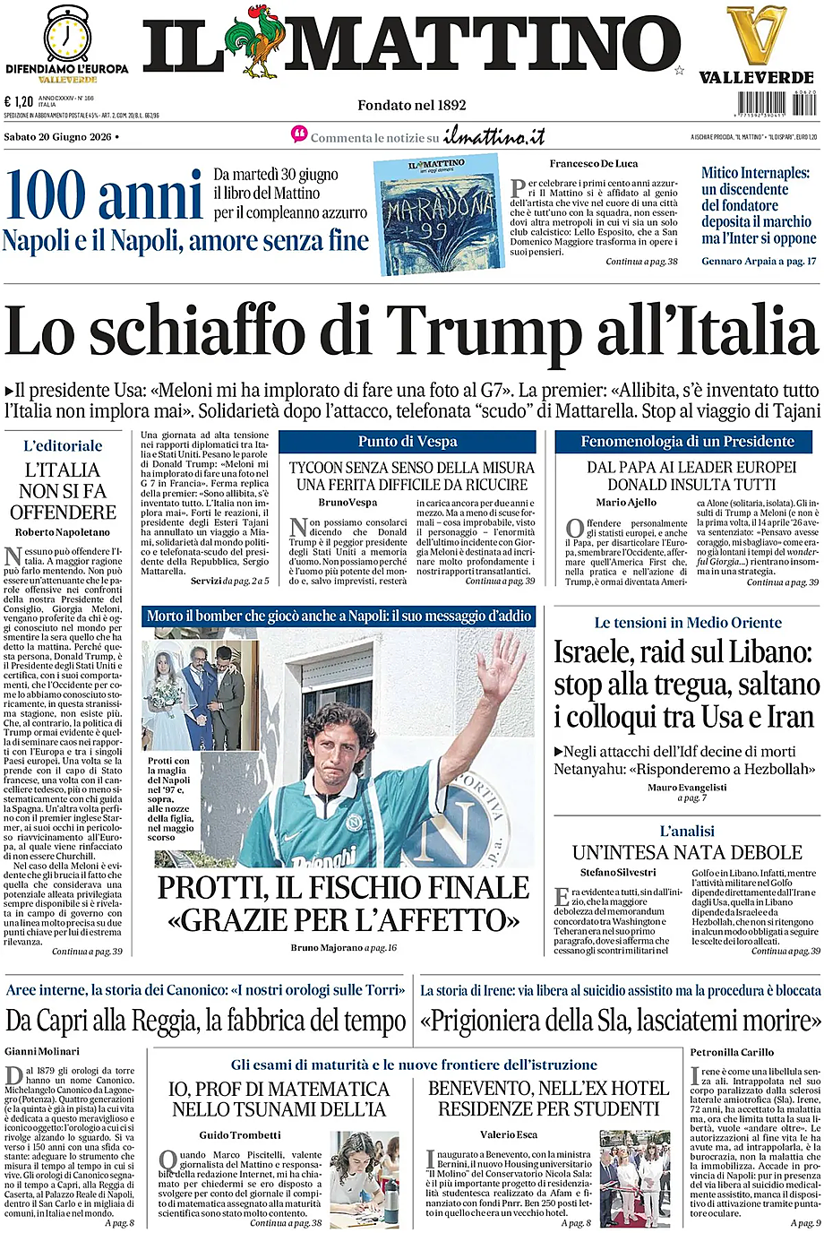 Prima Pagina Il Mattino di Oggi - Titoli e Notizie