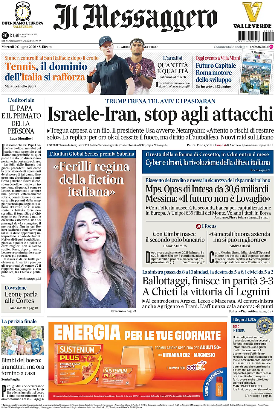 Prima Pagina Il Messaggero di Oggi - Titoli e Notizie