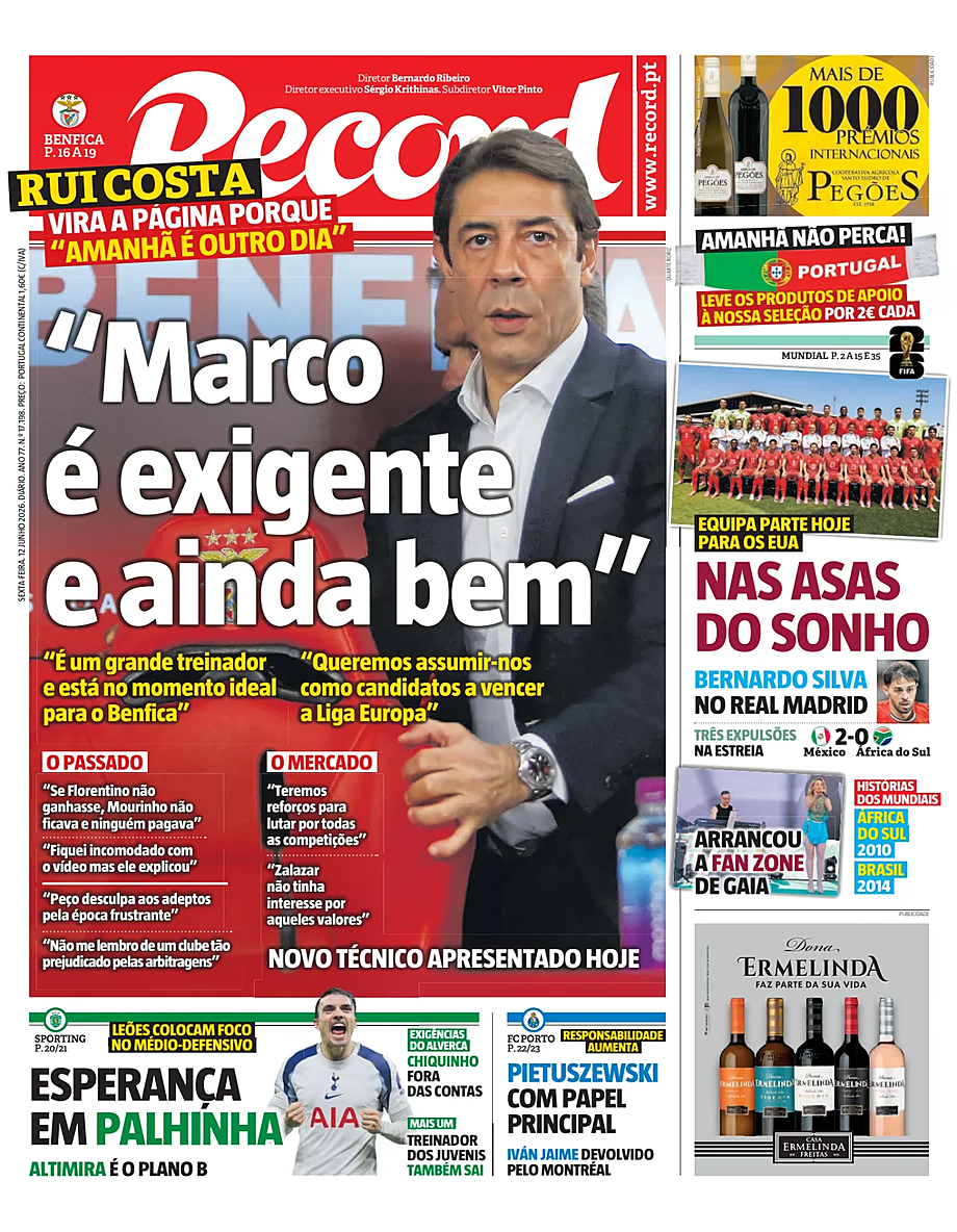 Capa de Record de Hoje - Títulos e Notícias
