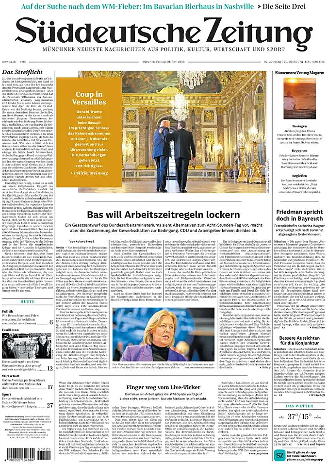 Titelseite von Süddeutsche Zeitung heute - Schlagzeilen und Nachrichten