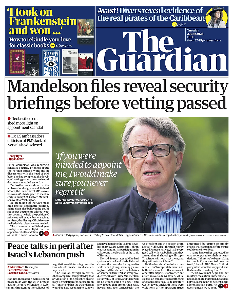 The Guardian Front Page Today - Headlines and News
