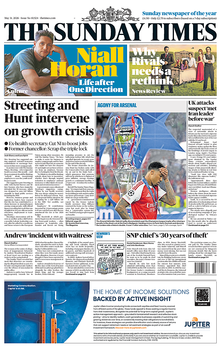 The Times Front Page Today - Headlines and News